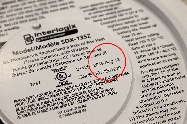 Smoke sensors / alarms have expiration dates